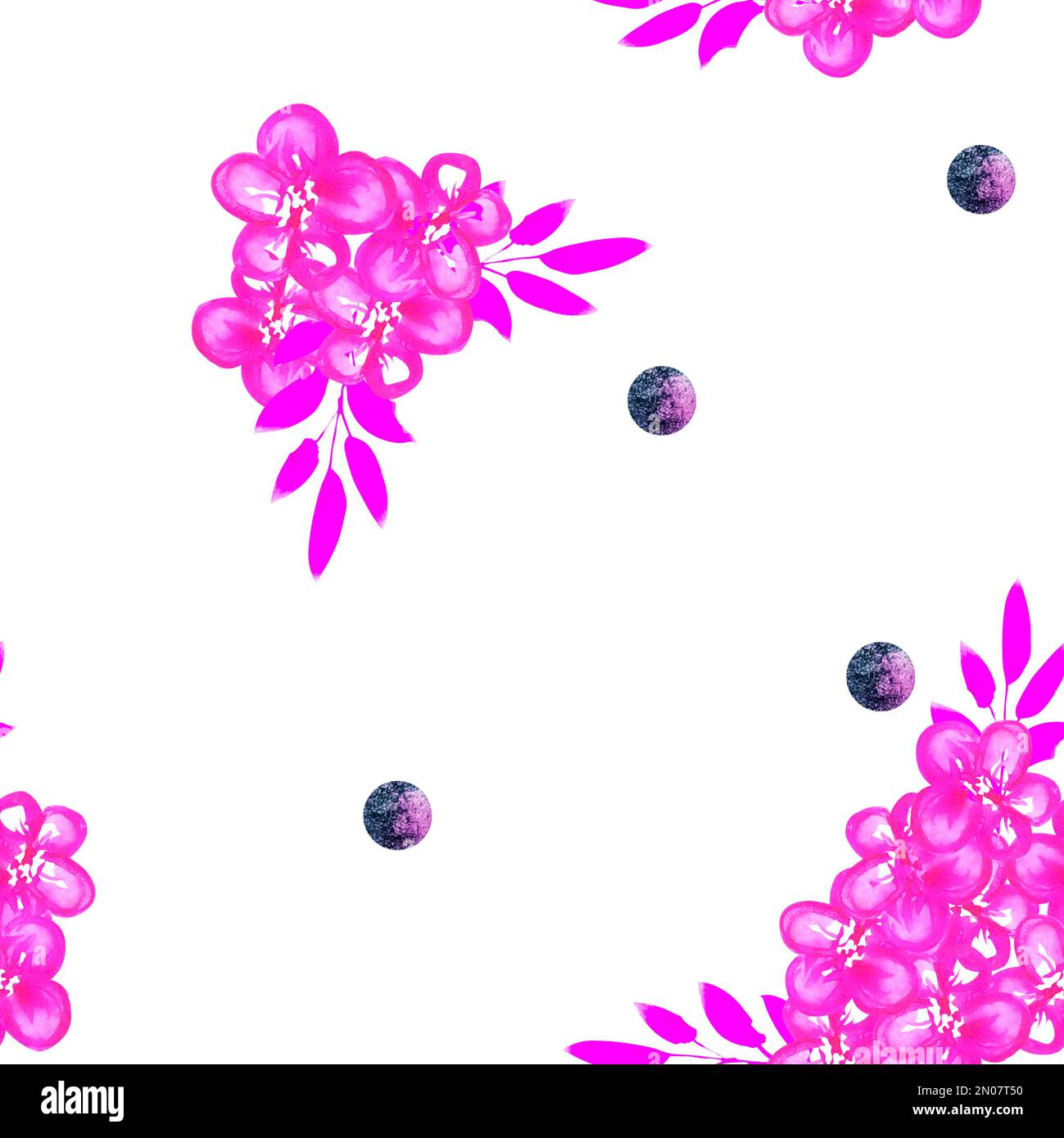 Pattern. Pink floral illustration on a white background. Love heart for ...