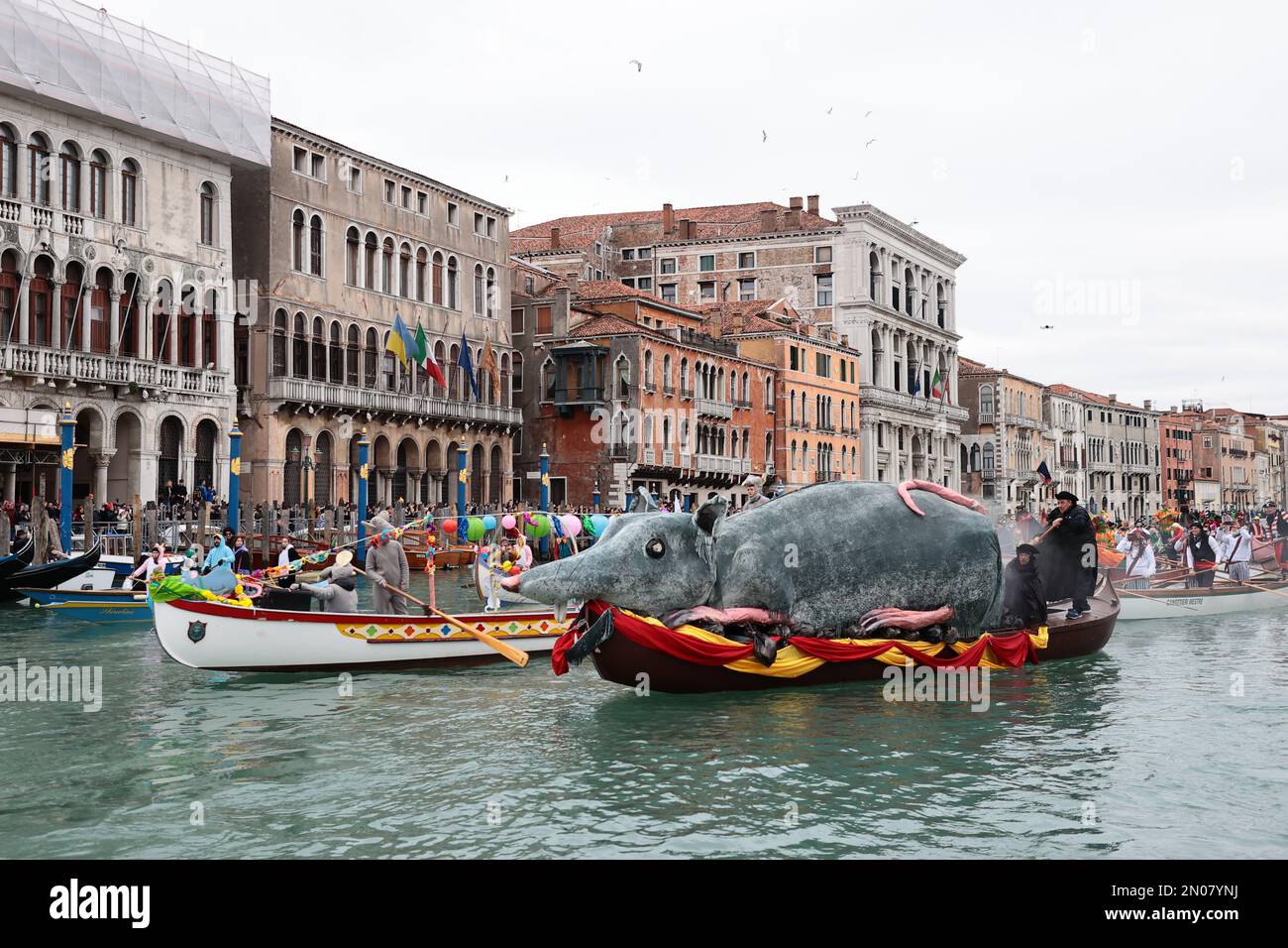 Venice, Italy. 05th Feb, 2023. Masked water procession of the ...