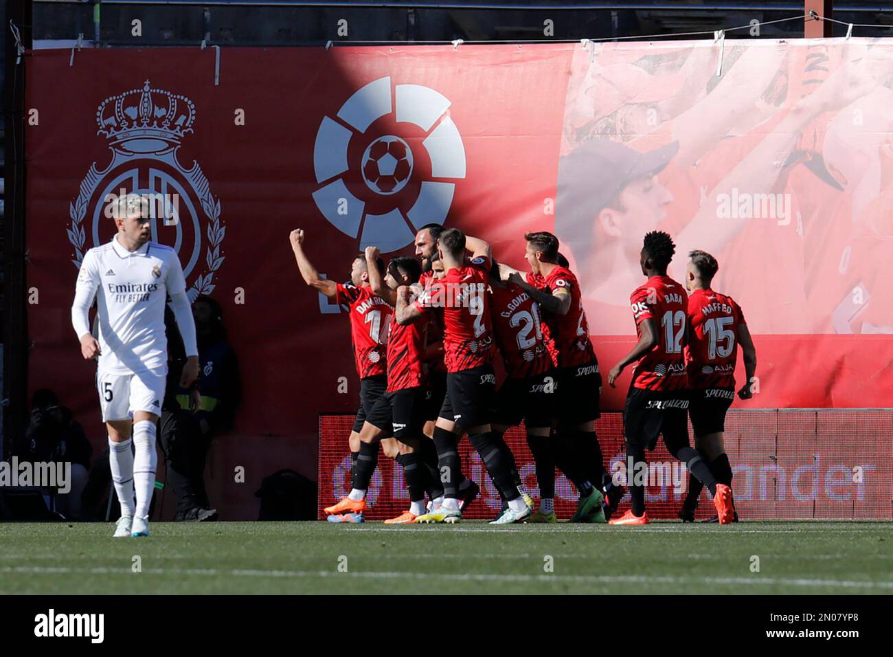Mallorca players celebrate after Mallorca's Vedat Muriqi scored his ...