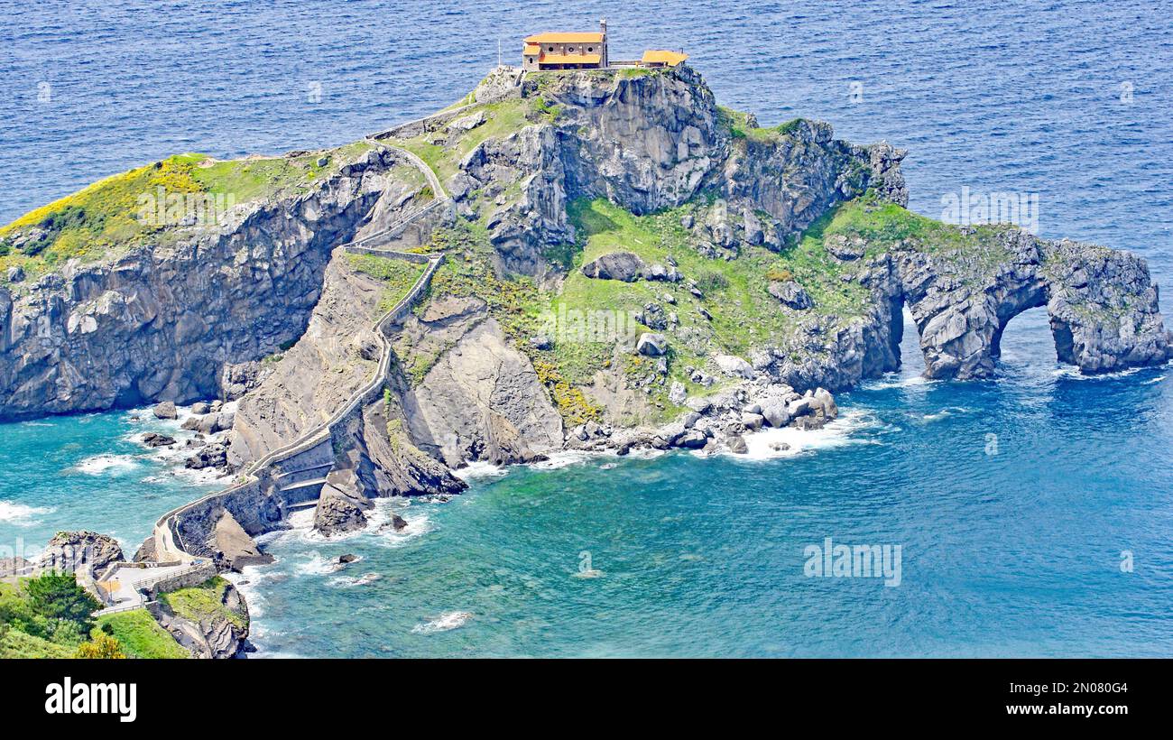 Rock of Gaztelugatxe in Bermeo, Biscay, Basque Country, Spain, Europe ...