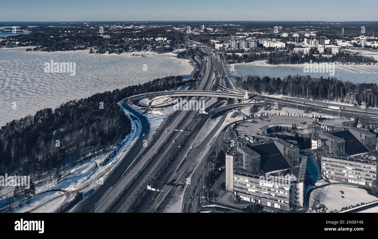 Snow covered road junction hi-res stock photography and images - Alamy