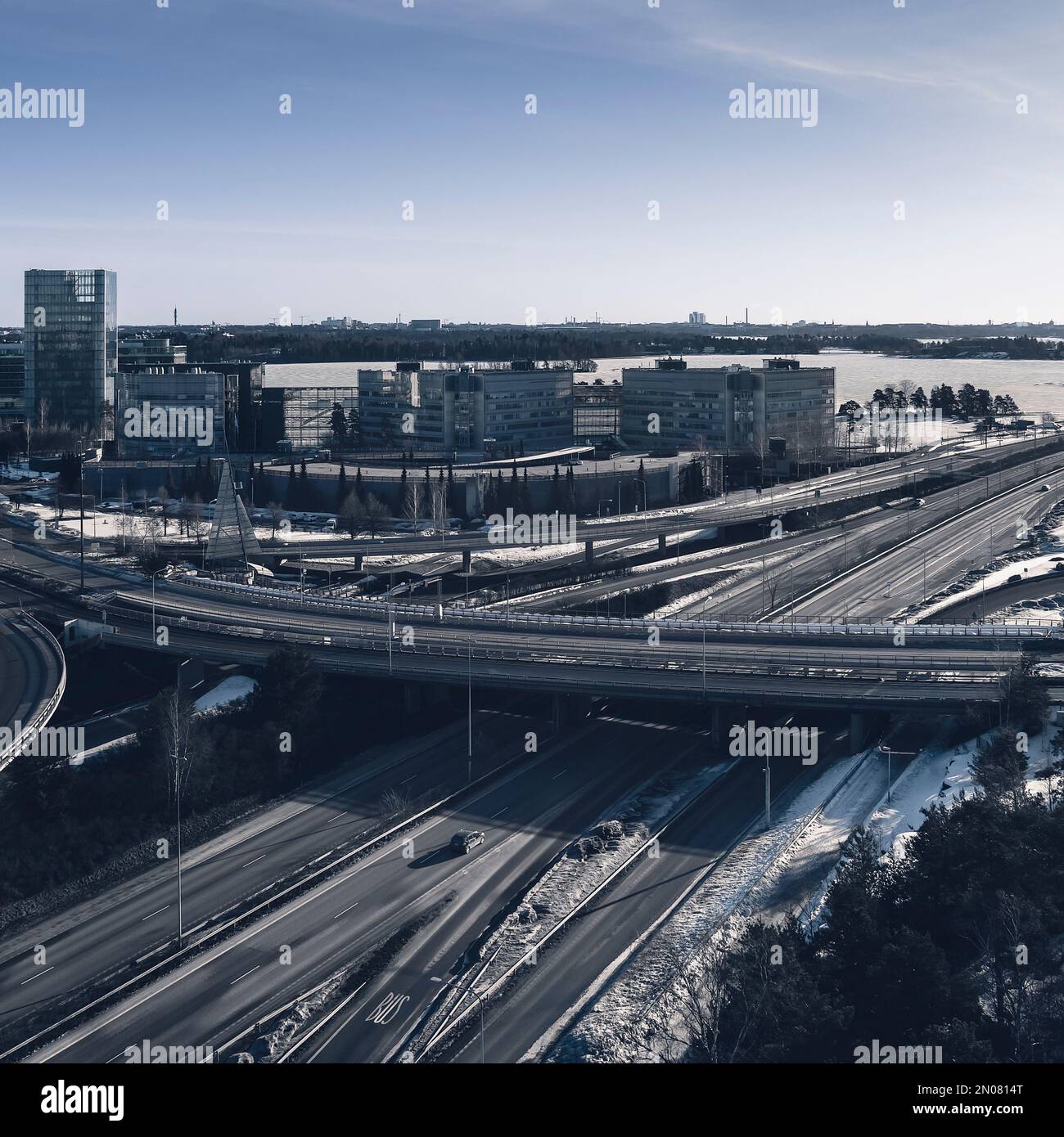 Aerial busy highway junction in hi-res stock photography and images - Alamy