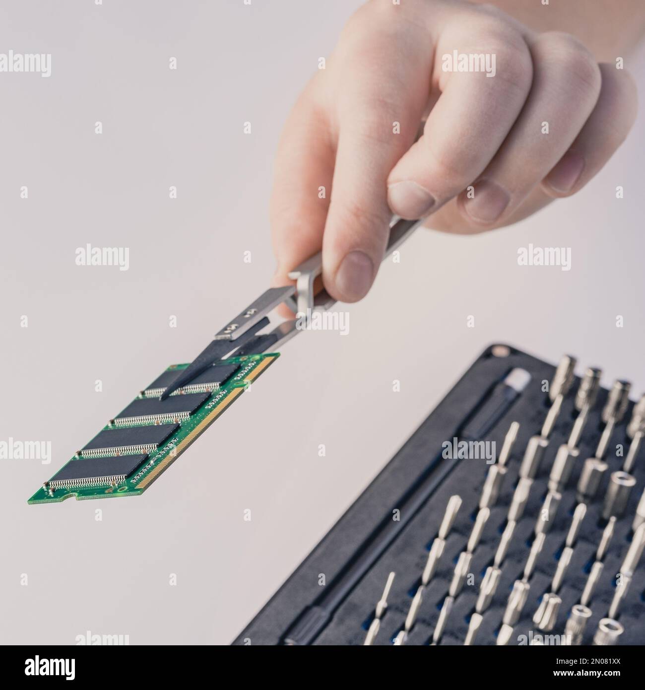 Technician fixing computer. Repair and upgrade concept of laptop ...