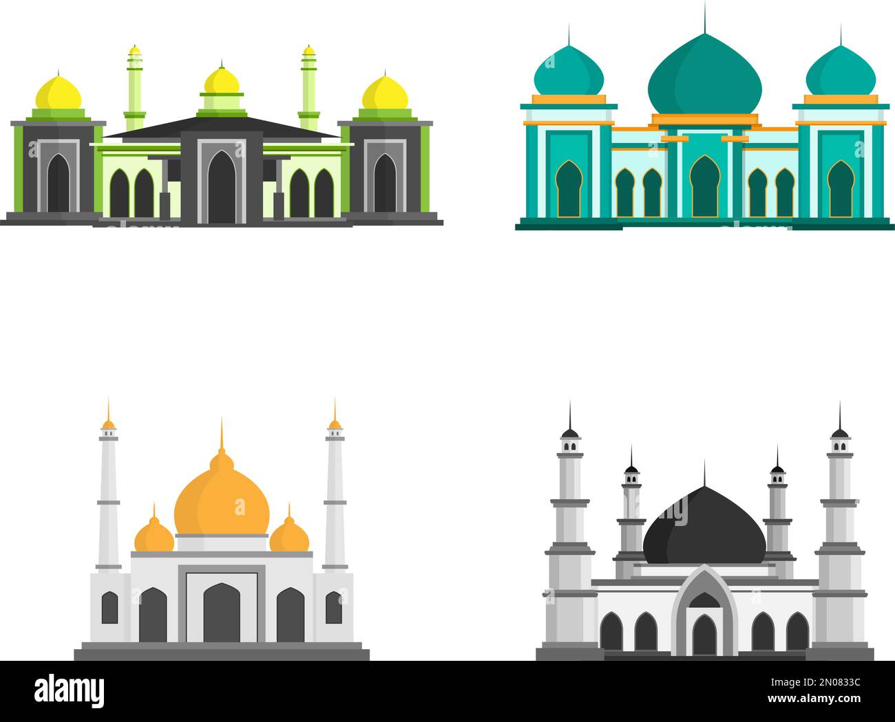 muslim mosque illustration arabic culture different vector design ...