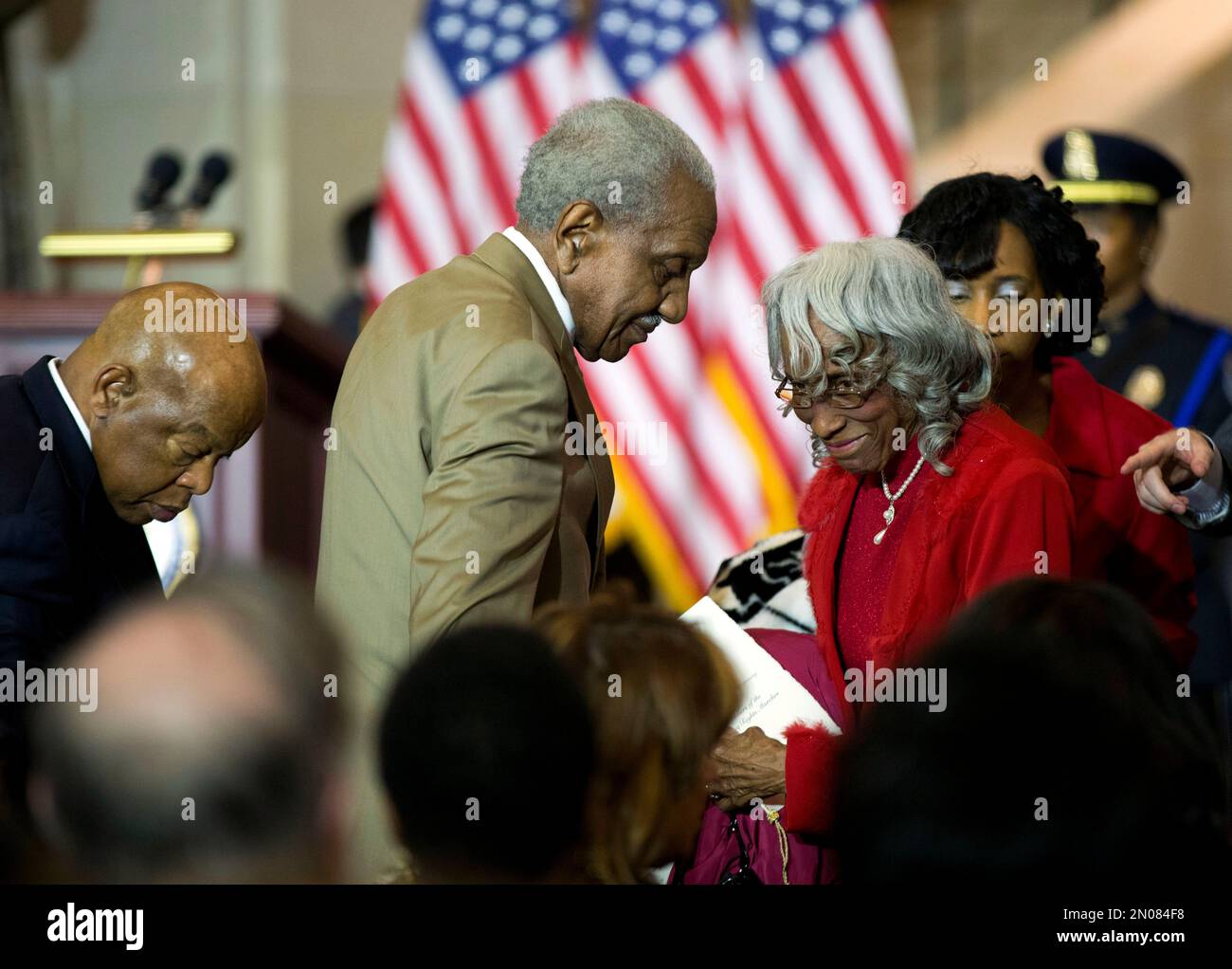 Rep. John Lewis, D-Ga., from left, foot soldier Frederick Douglas Reese ...