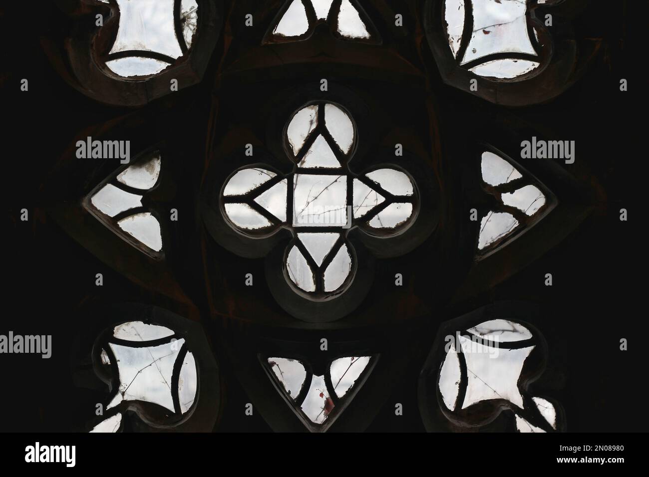 Geometric shapes of a beautiful medieval stained glass window Stock ...