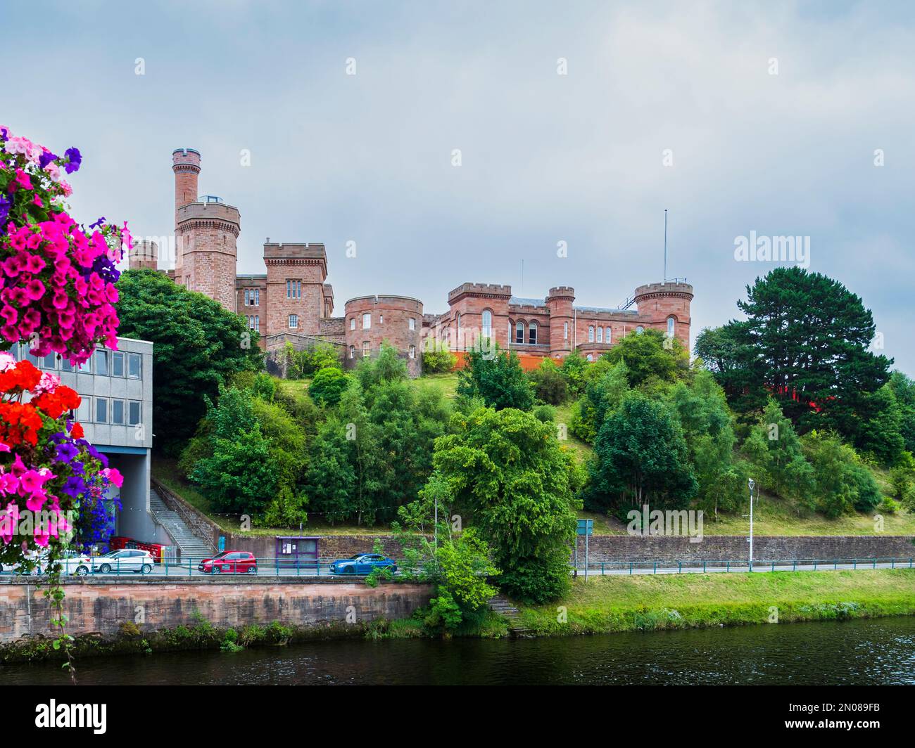 Inverness castle overlooking river Ness, Inverness, Scotland. The ...