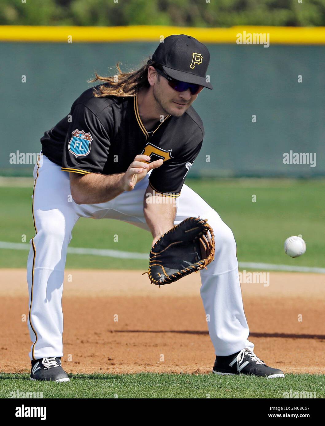 Pittsburgh Pirates first baseman John Jaso fields a ground ball during ...