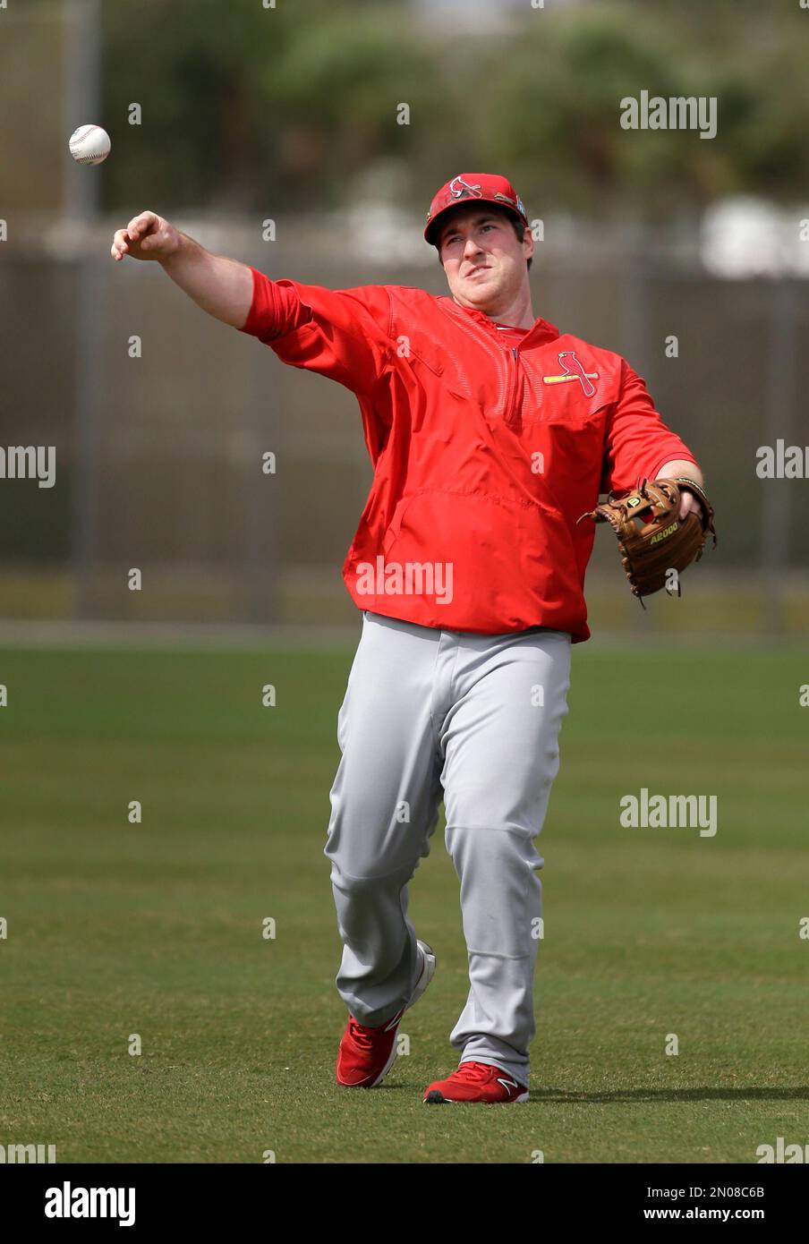 St. Louis Cardinals' Jedd Gyorko throws during spring training baseball ...