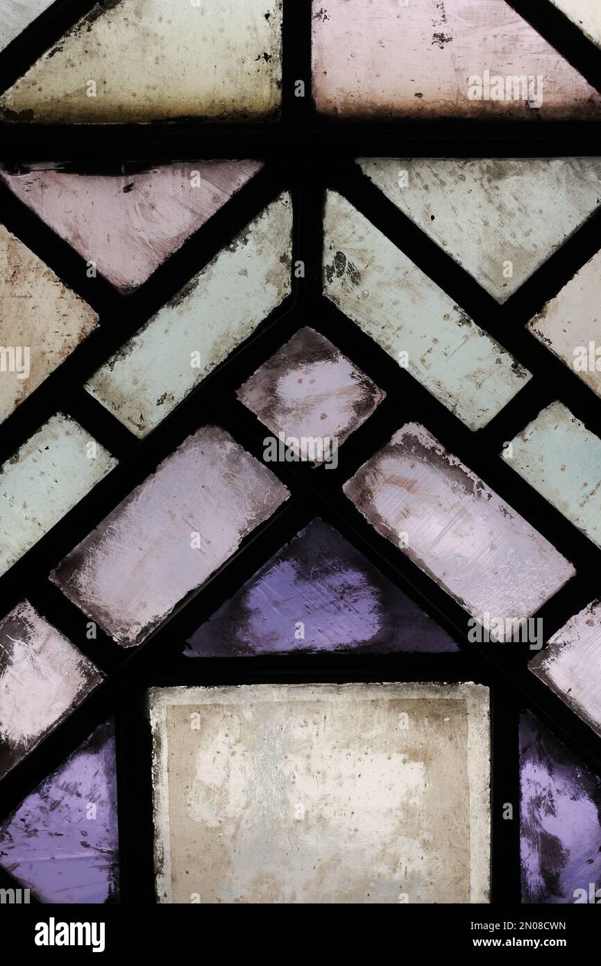Geometric shapes of a beautiful medieval stained glass window Stock ...