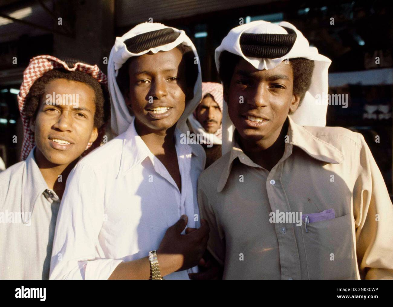 A group of Qatari boys pose for a photographer in Doha, Qatar, March ...