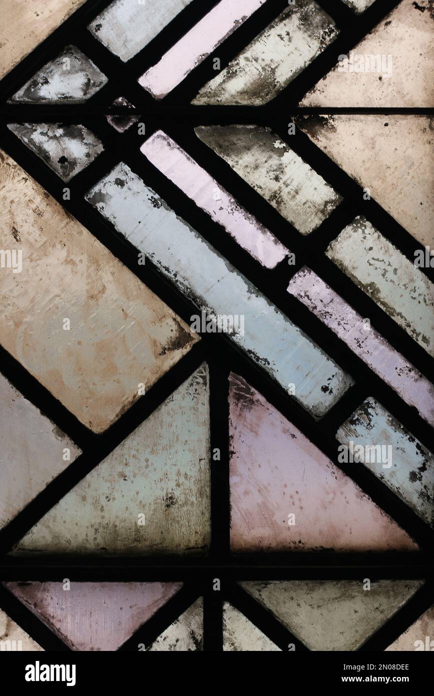 Geometric shapes of a beautiful medieval stained glass window Stock ...