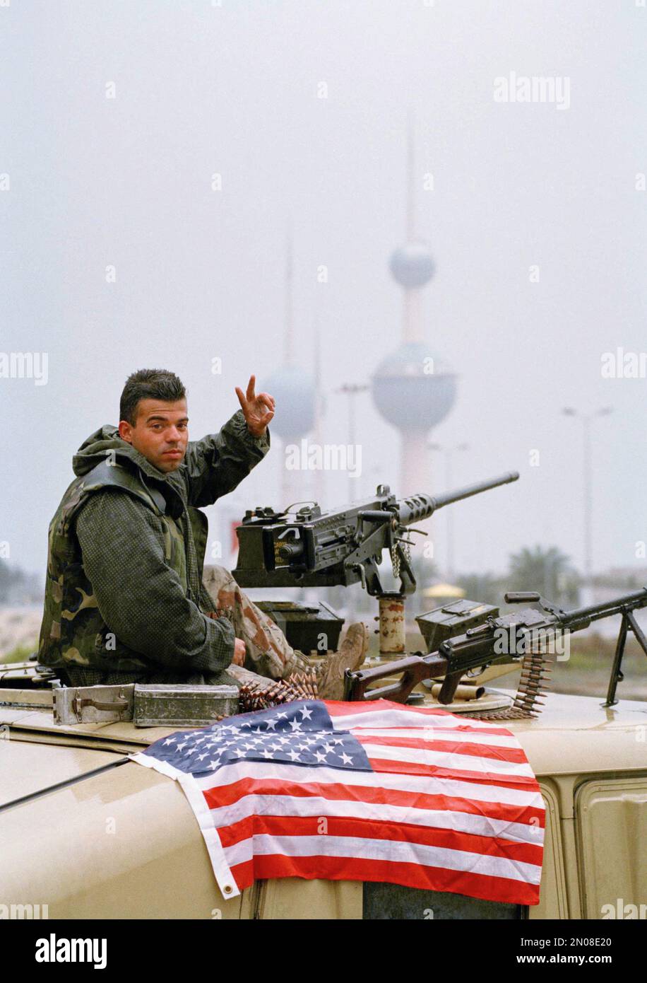 FILE -- In this Wednesday, Feb. 28, 1991 file photo, a U.S. soldier ...