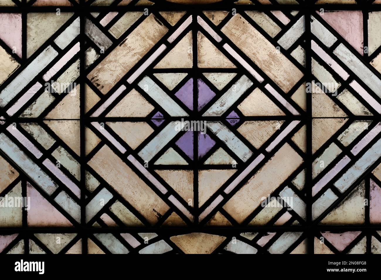 Geometric shapes of a beautiful medieval stained glass window Stock ...