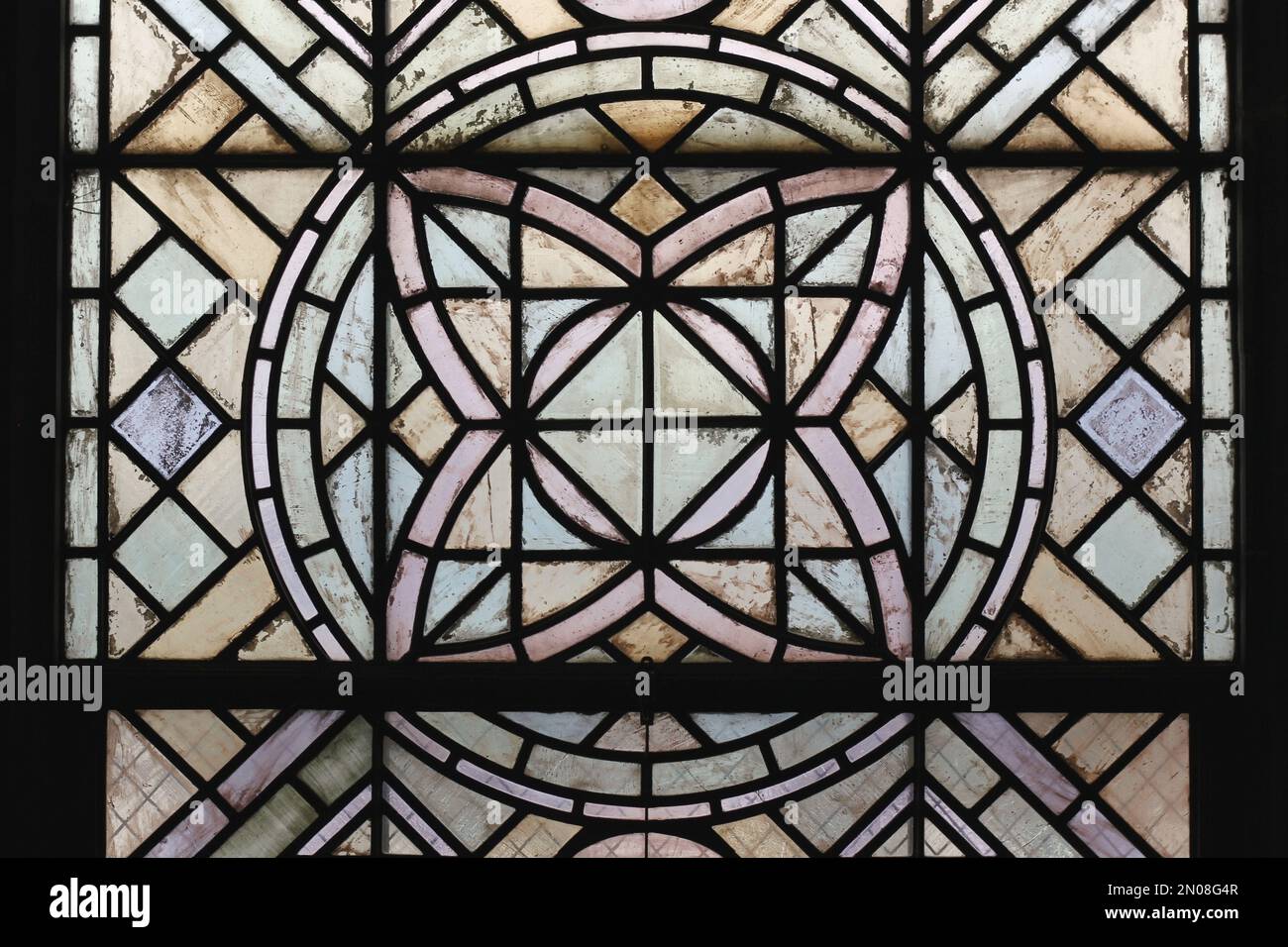 Geometric shapes of a beautiful medieval stained glass window Stock ...