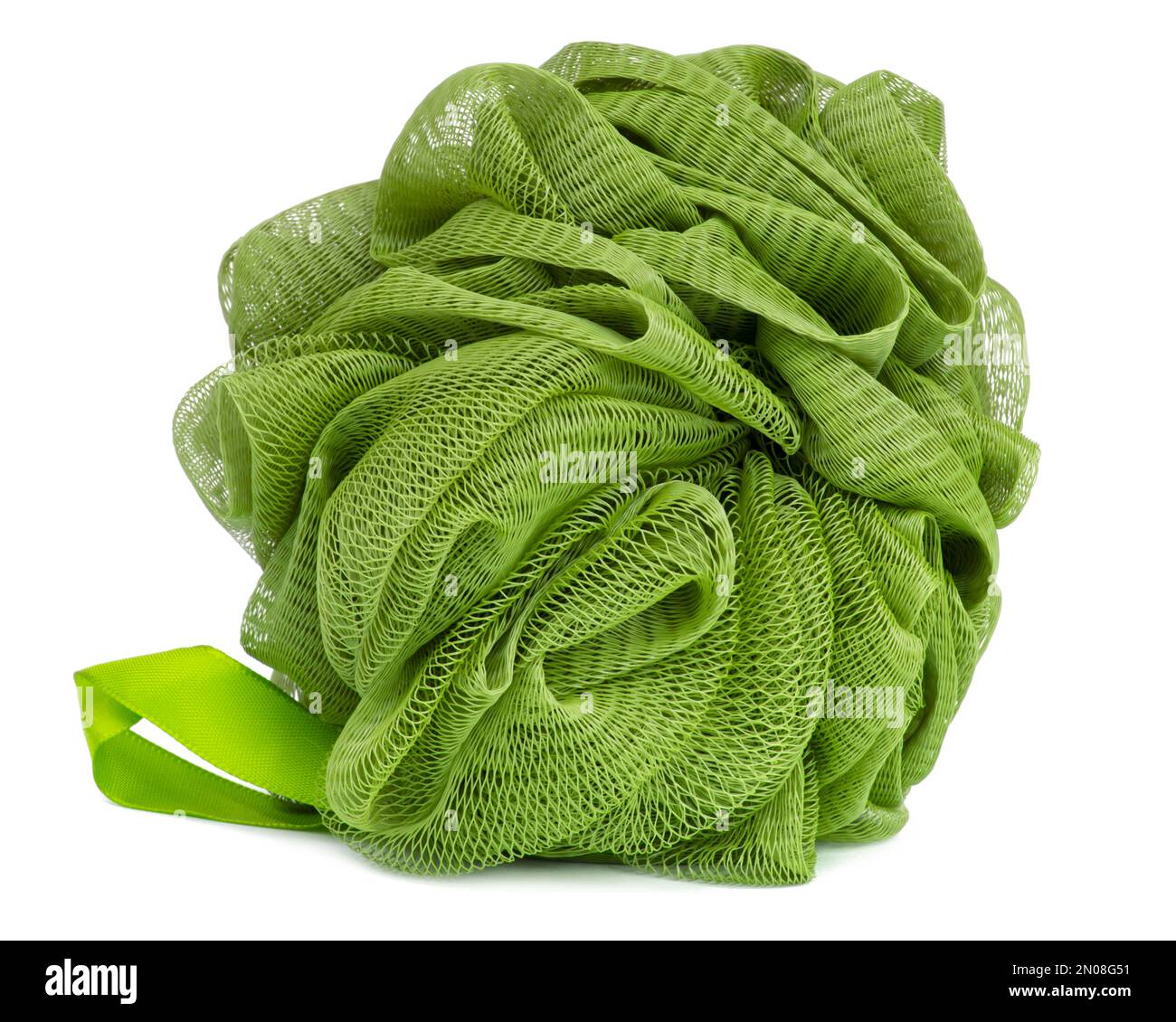 Green bath puff shower sponge isolated on the white background Stock ...