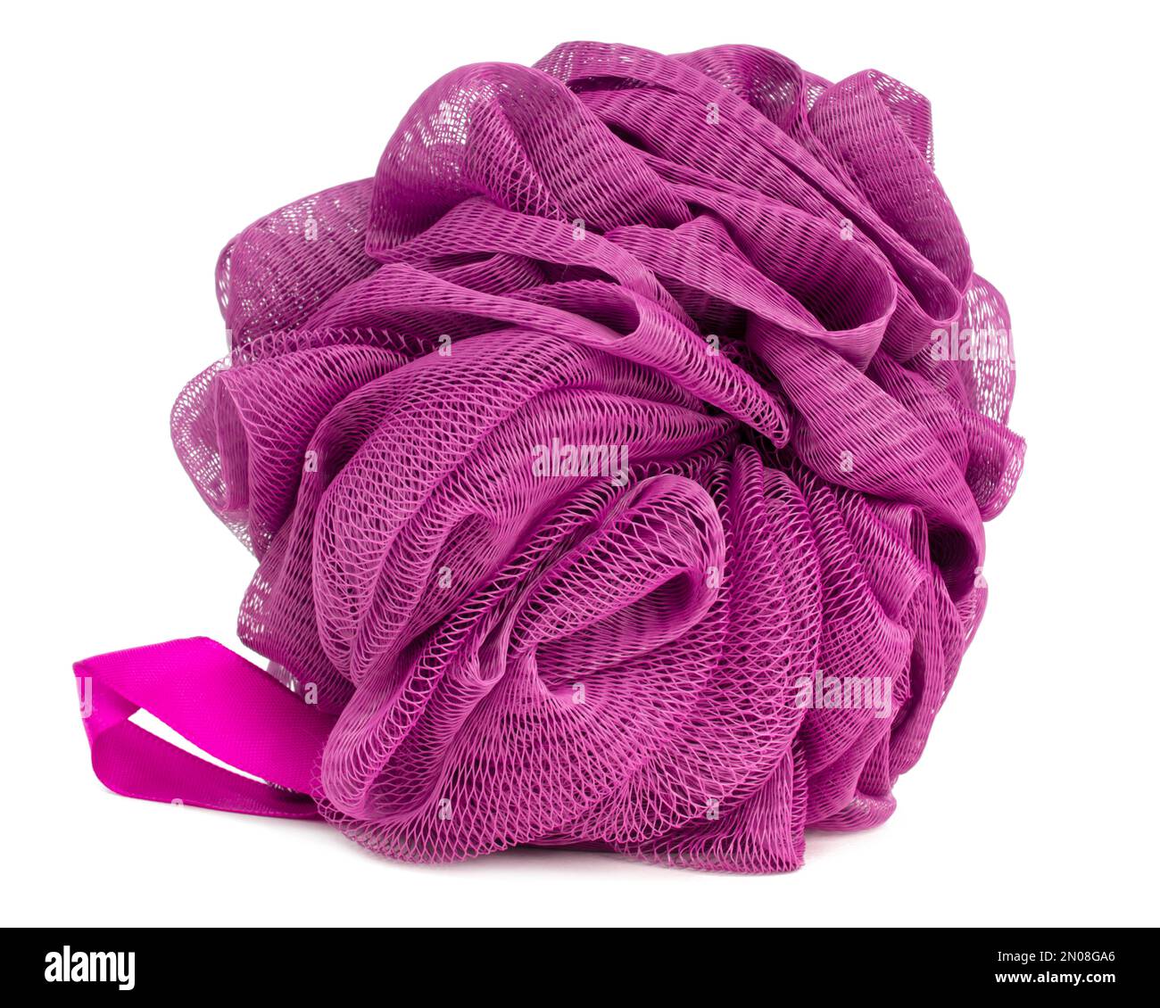 Pink bath puff shower sponge isolated on the white background Stock ...