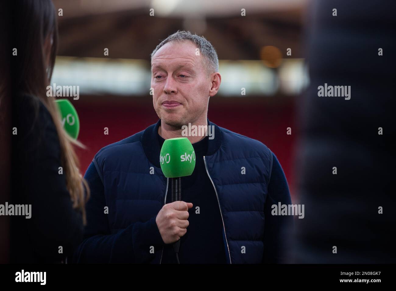 Steve Cooper manager of Nottingham Forest is interviewed by Sky TV ...