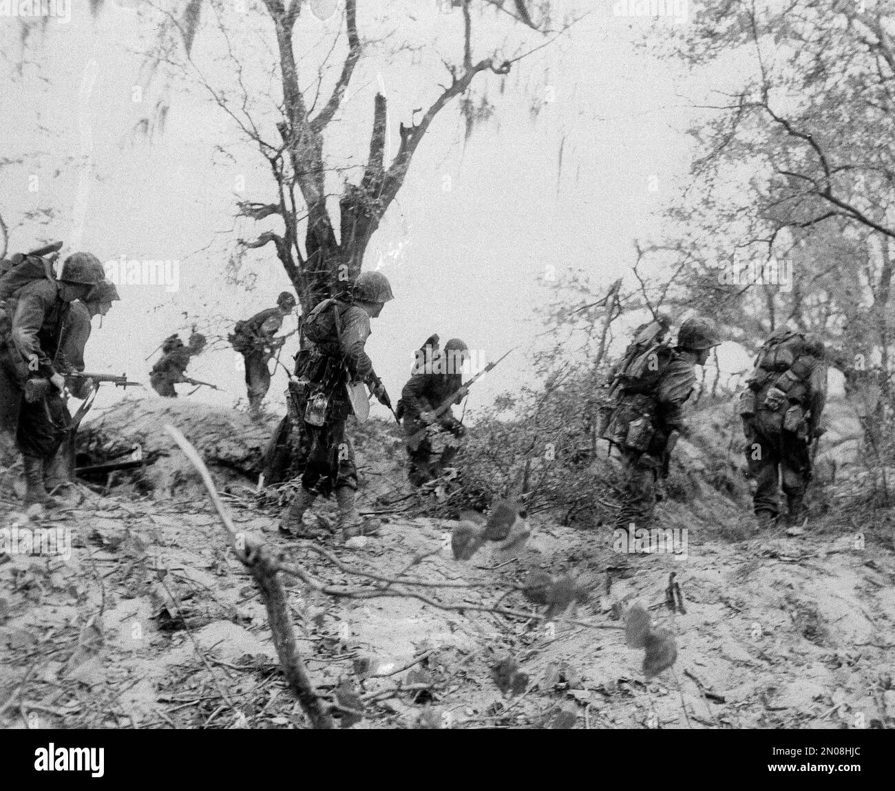 In this handout from the U.S. Marine Corps, Marines, with fixed ...