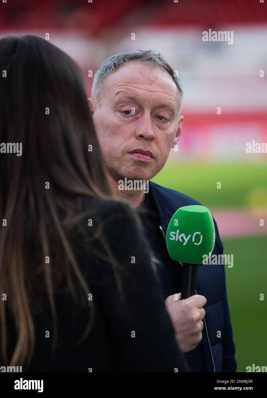 Steve Cooper manager of Nottingham Forest is interviewed by Sky TV ...