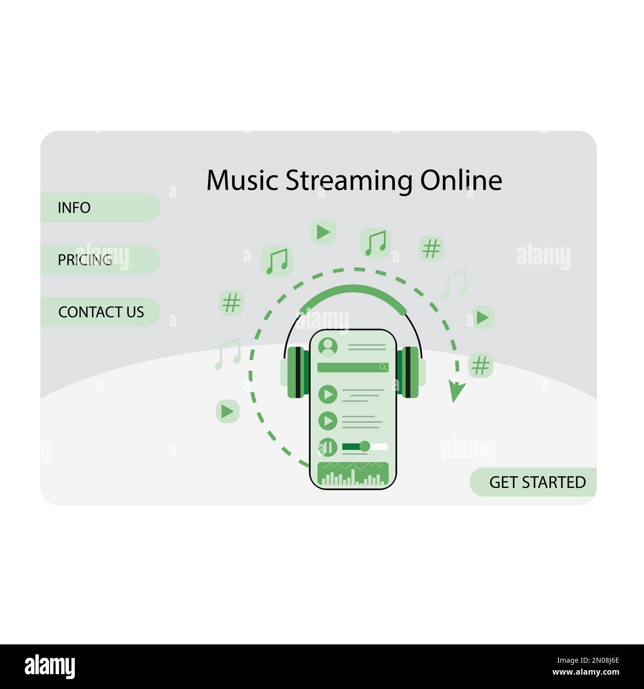 Music streaming online service landing web page. Vector illustration ...