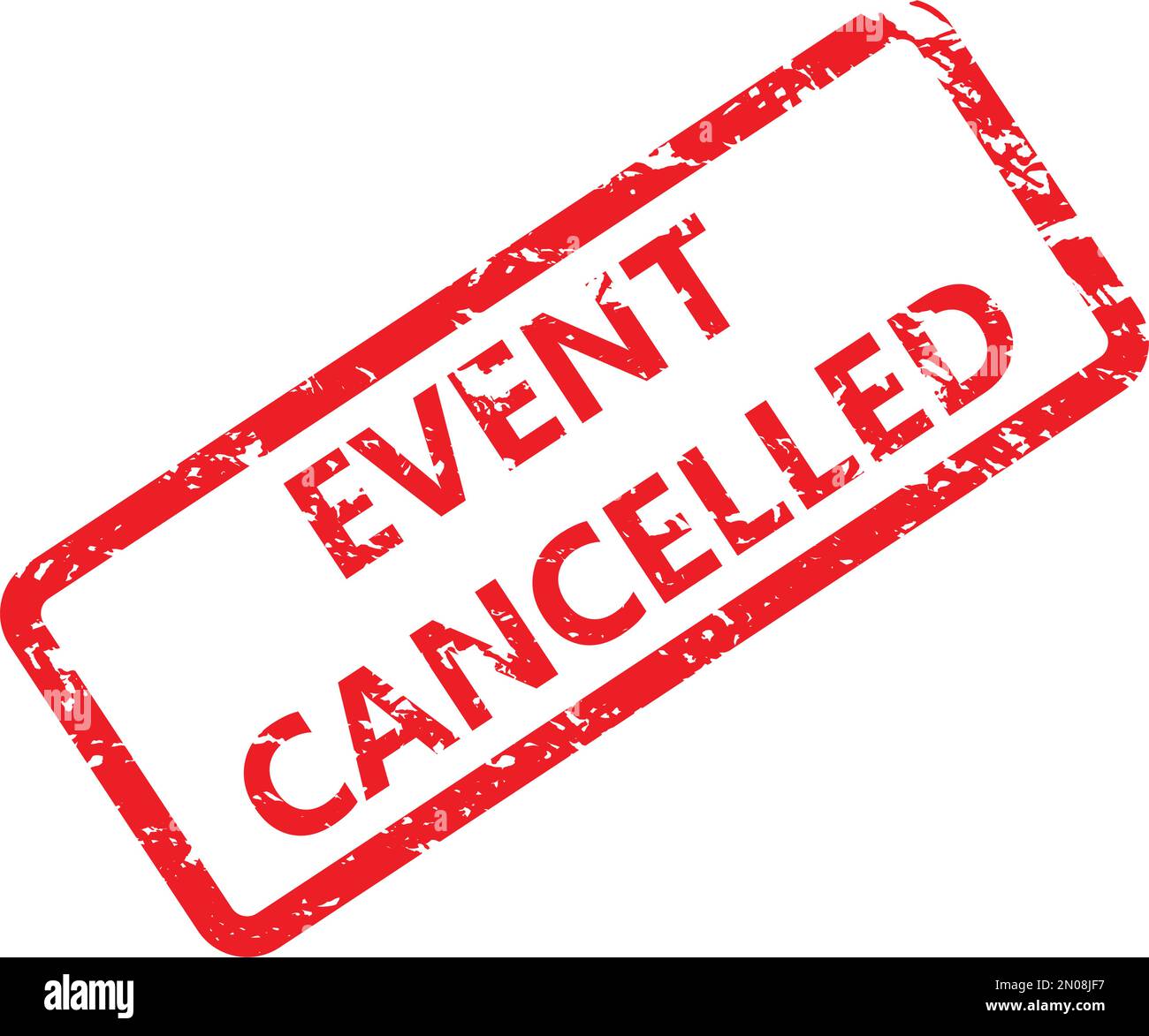 Event cancelled rubber stamp texture for postponed event. Vector illustration. Red rubber sign ...