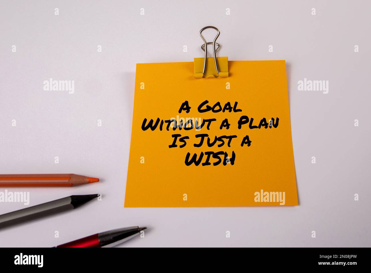 A Goal Without a Plan Is Just a Wish. Text on a piece of paper Stock ...