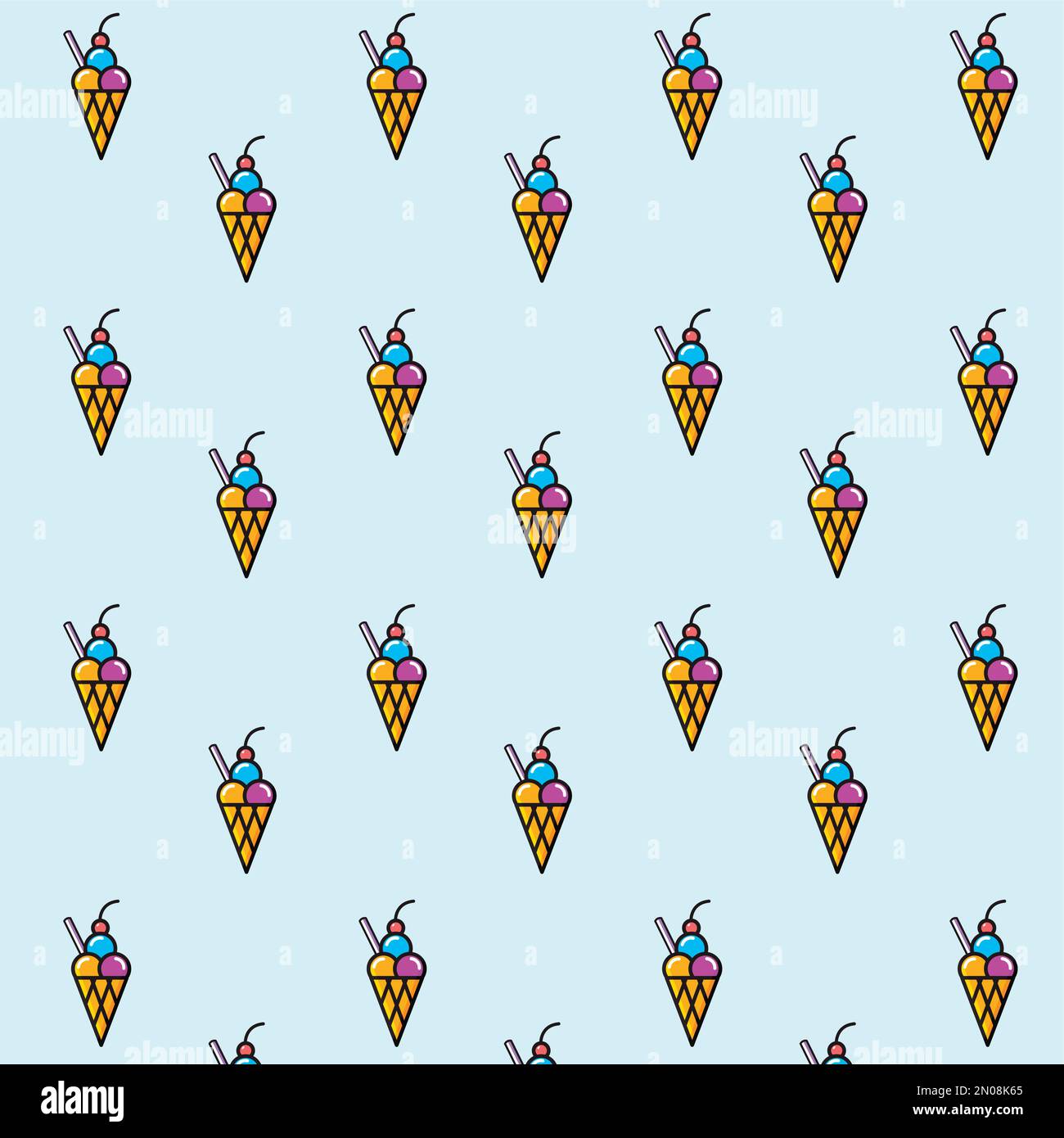 Ice cream cartoon dessert seamless pattern background. Illustration of ...
