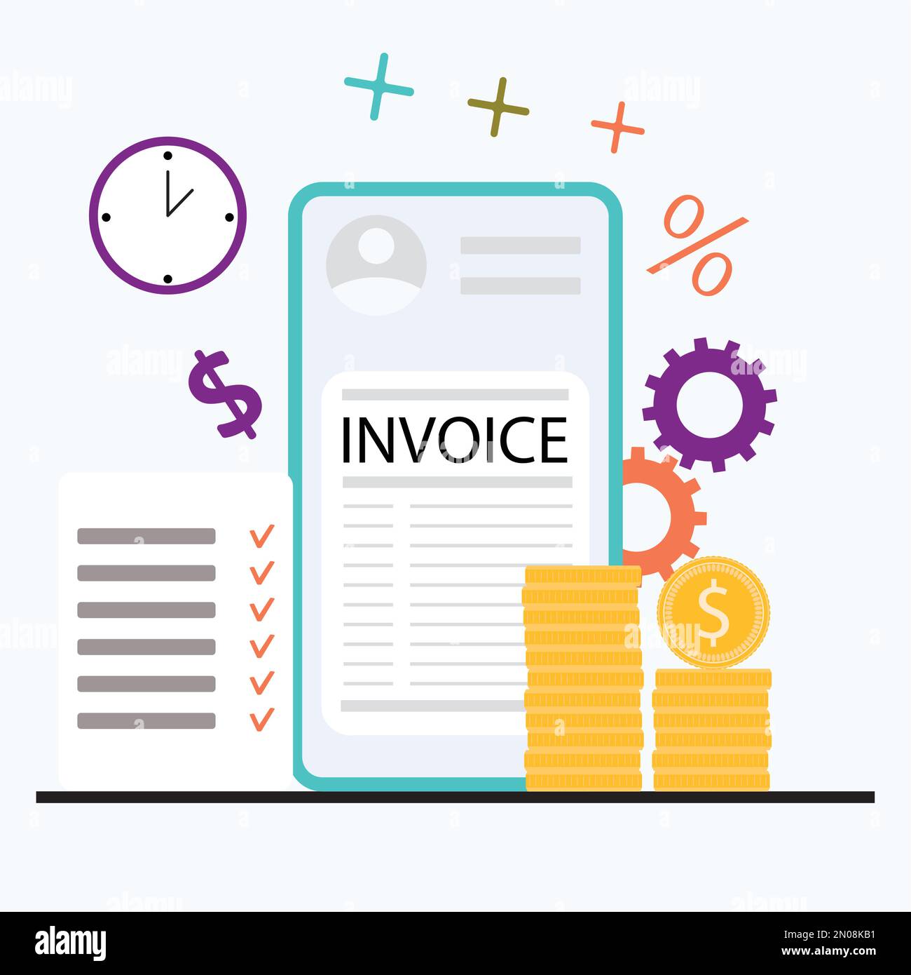 Invoice in smartphone, smart pay using internet banking. Vector of pay ...