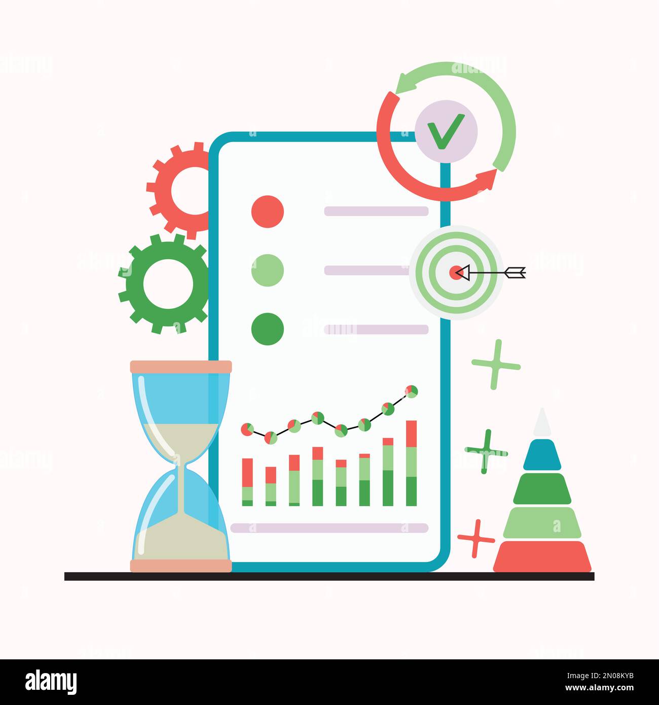 Smart business chart in mobile app, metrics and stats, management and ...