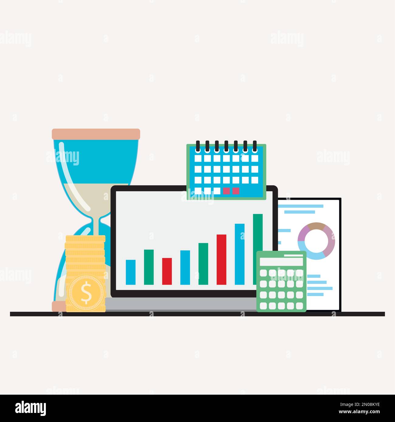 ROI business concept, investing chart and time to return money. Vector ...