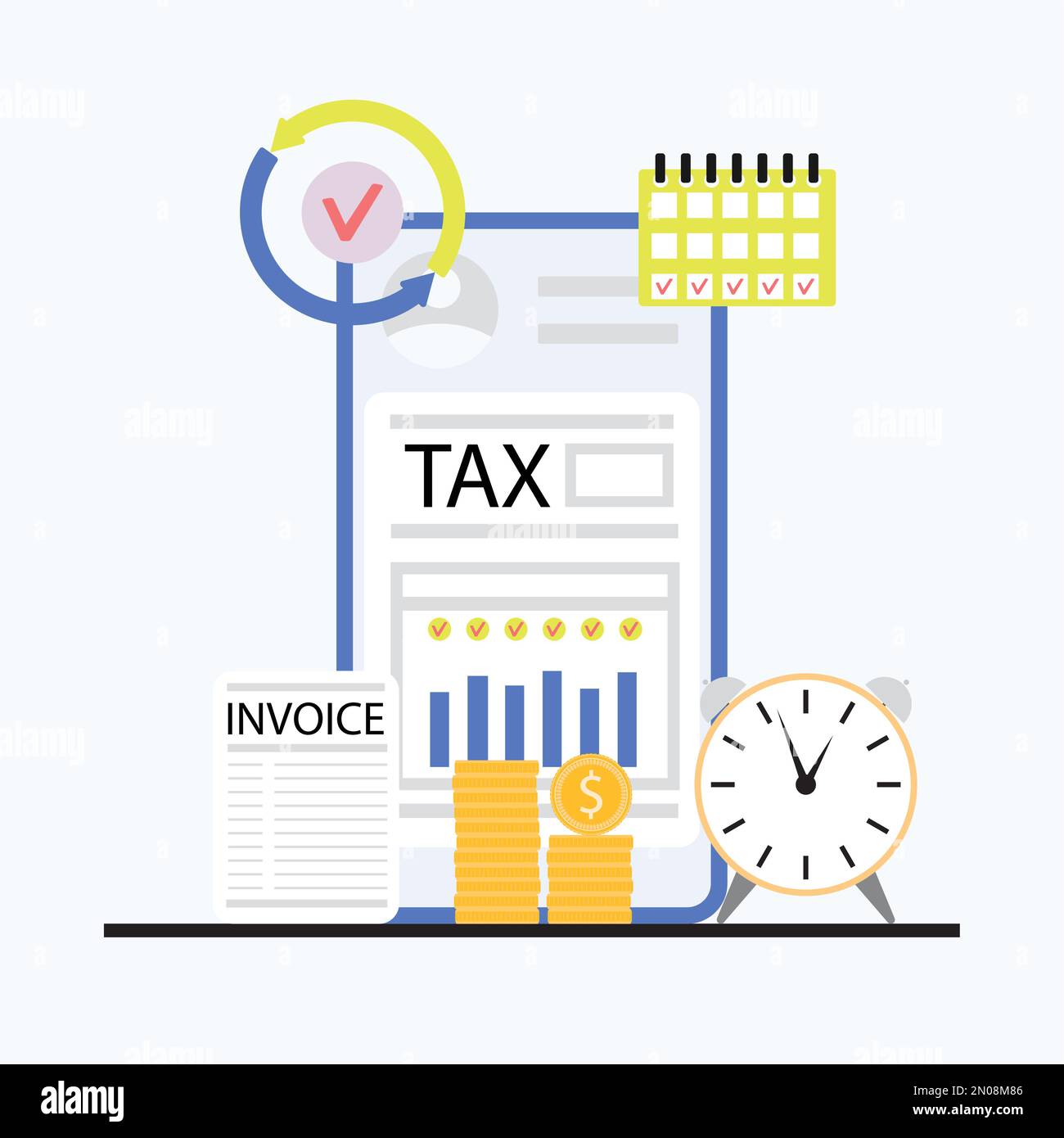 Online check and pay tax, follow for taxes in smartphone. Vector of ...