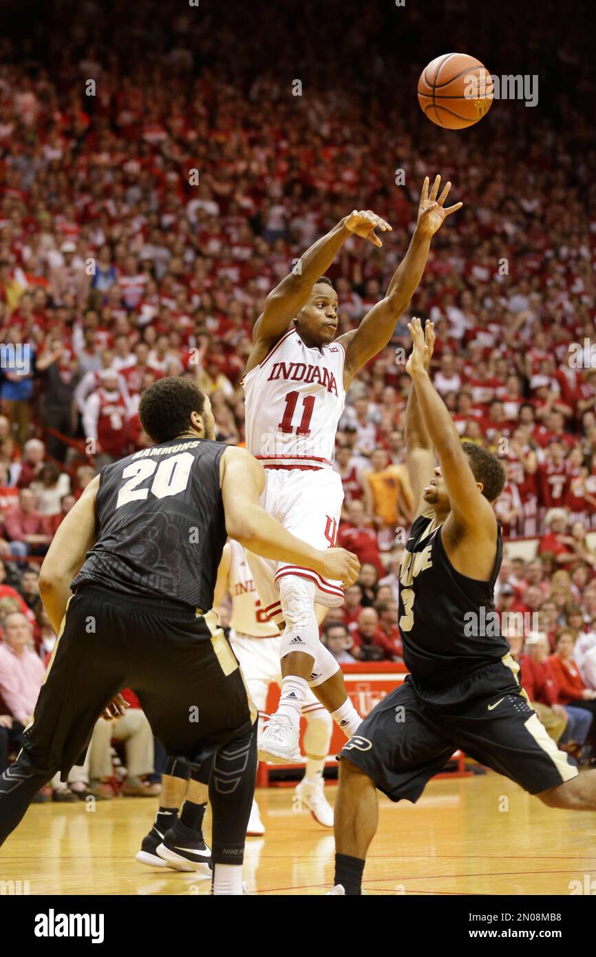 Indiana guard Yogi Ferrell (11) makes a pass against Purdue in the ...
