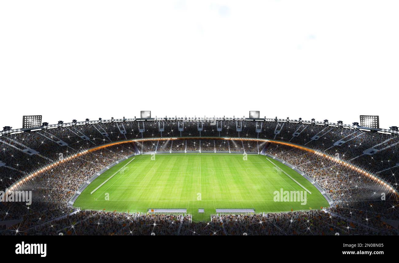 Modern football stadium ready to soccer match. 3d render Stock Photo ...