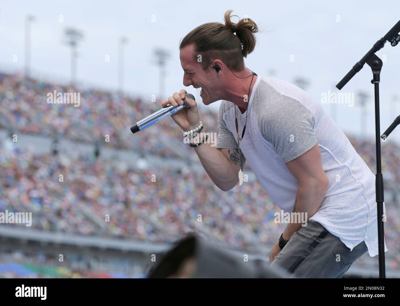 Brian Kelley of Florida Georgia Line performs before the NASCAR Daytona ...