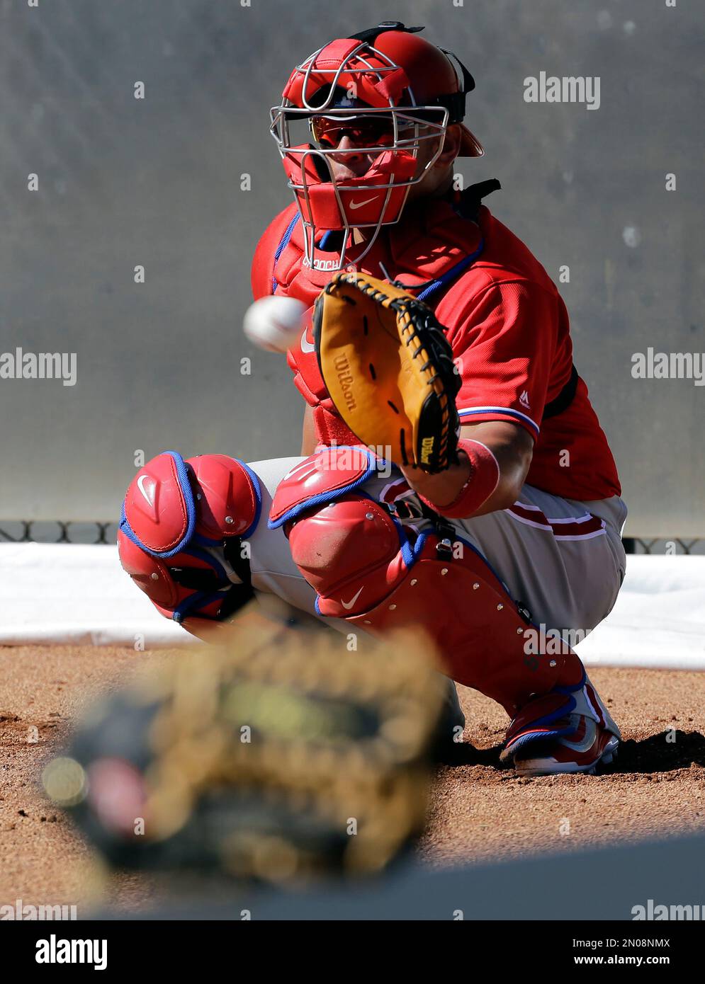 Philadelphia Phillies catcher Carlos Ruiz during a spring training ...