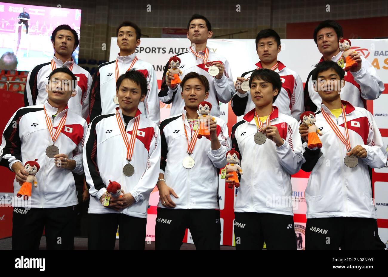 Japan mens team pose for photograph after winning Silver medals in ...