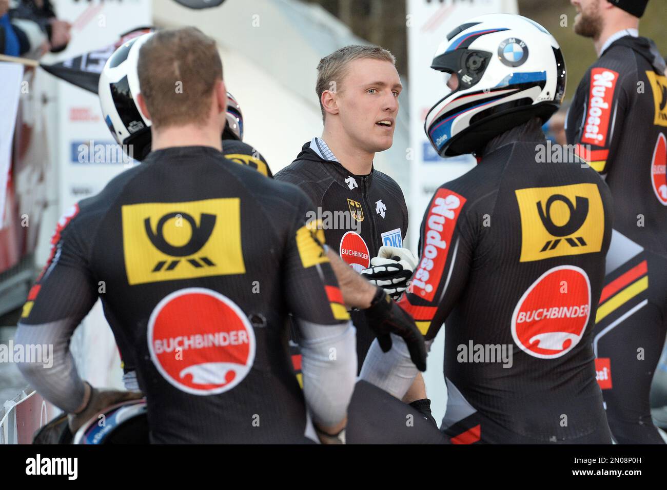 Germany's second placed Francesco Friedrich, Candy Bauer, Gregor ...