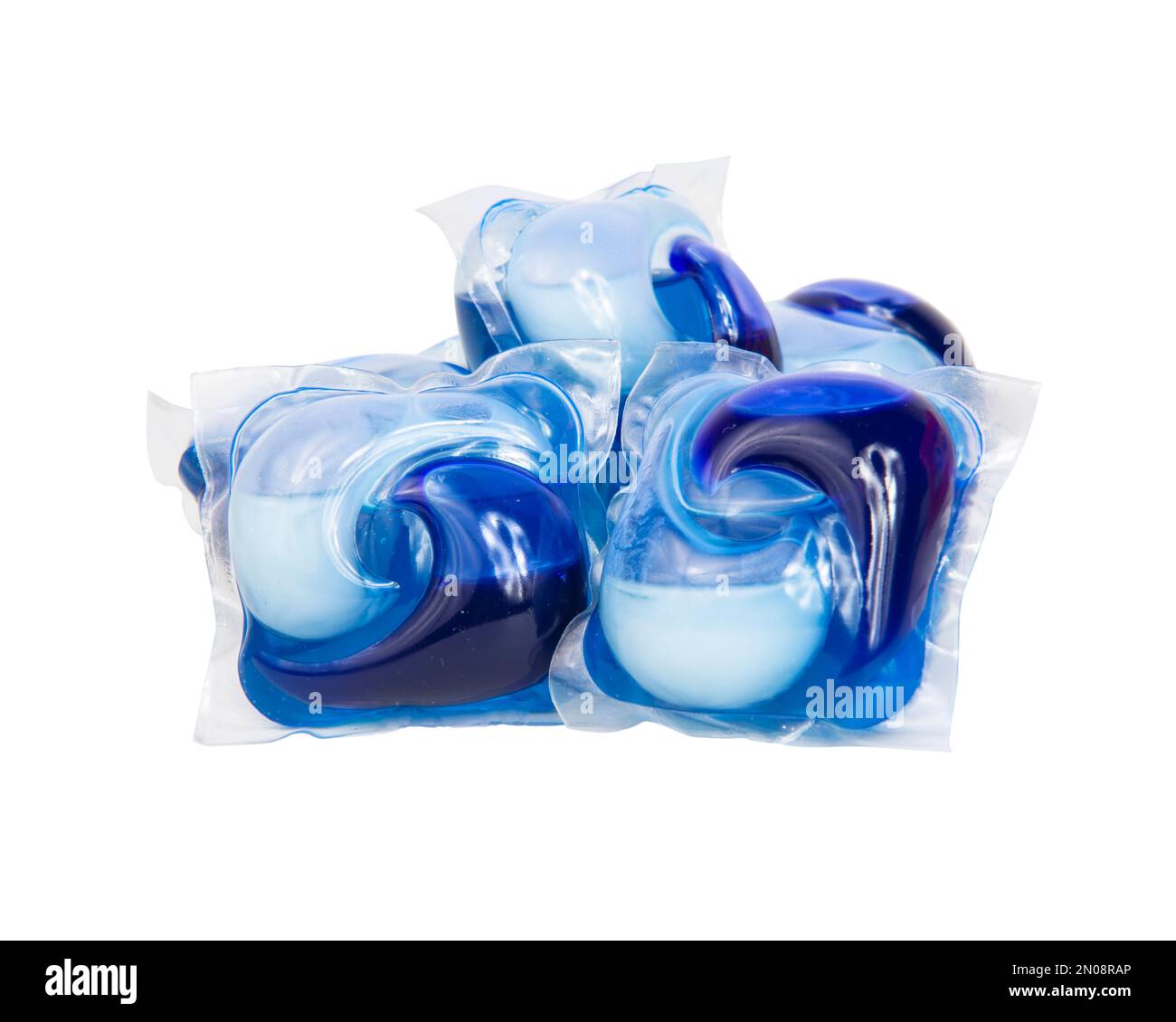 Liquid powder gel capsule pods for washing isolated on the white ...