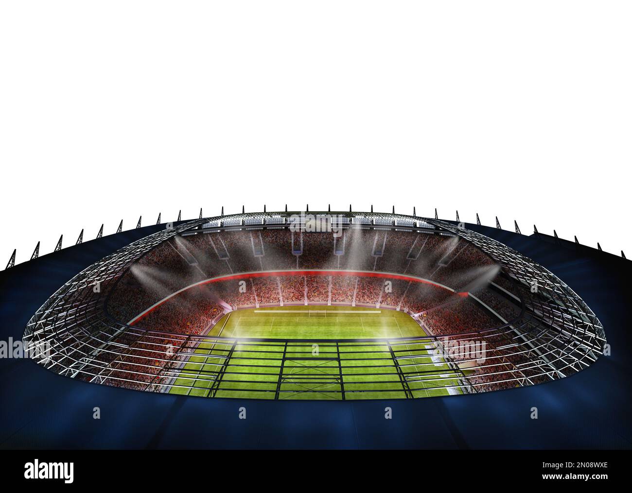 Modern football stadium ready to soccer match. 3d render Stock Photo ...