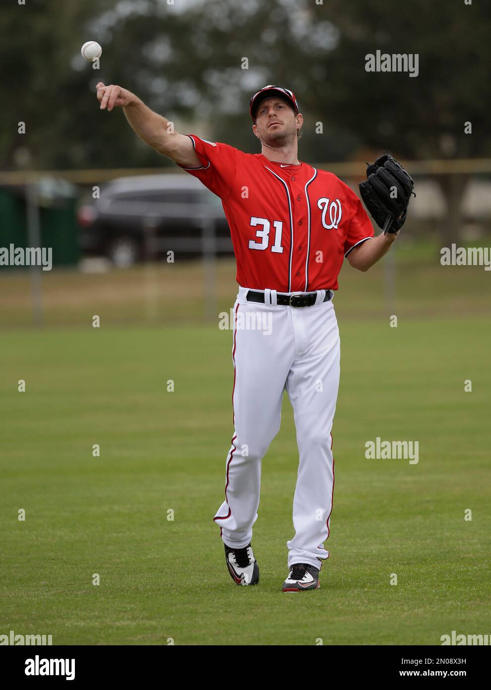Washington Nationals Starting Pitcher Max Scherzer 31 Warms Up During