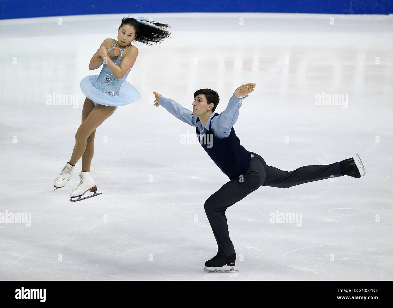 Sumire Suto and Francis Boudreau Audet of Japan perform during the ...