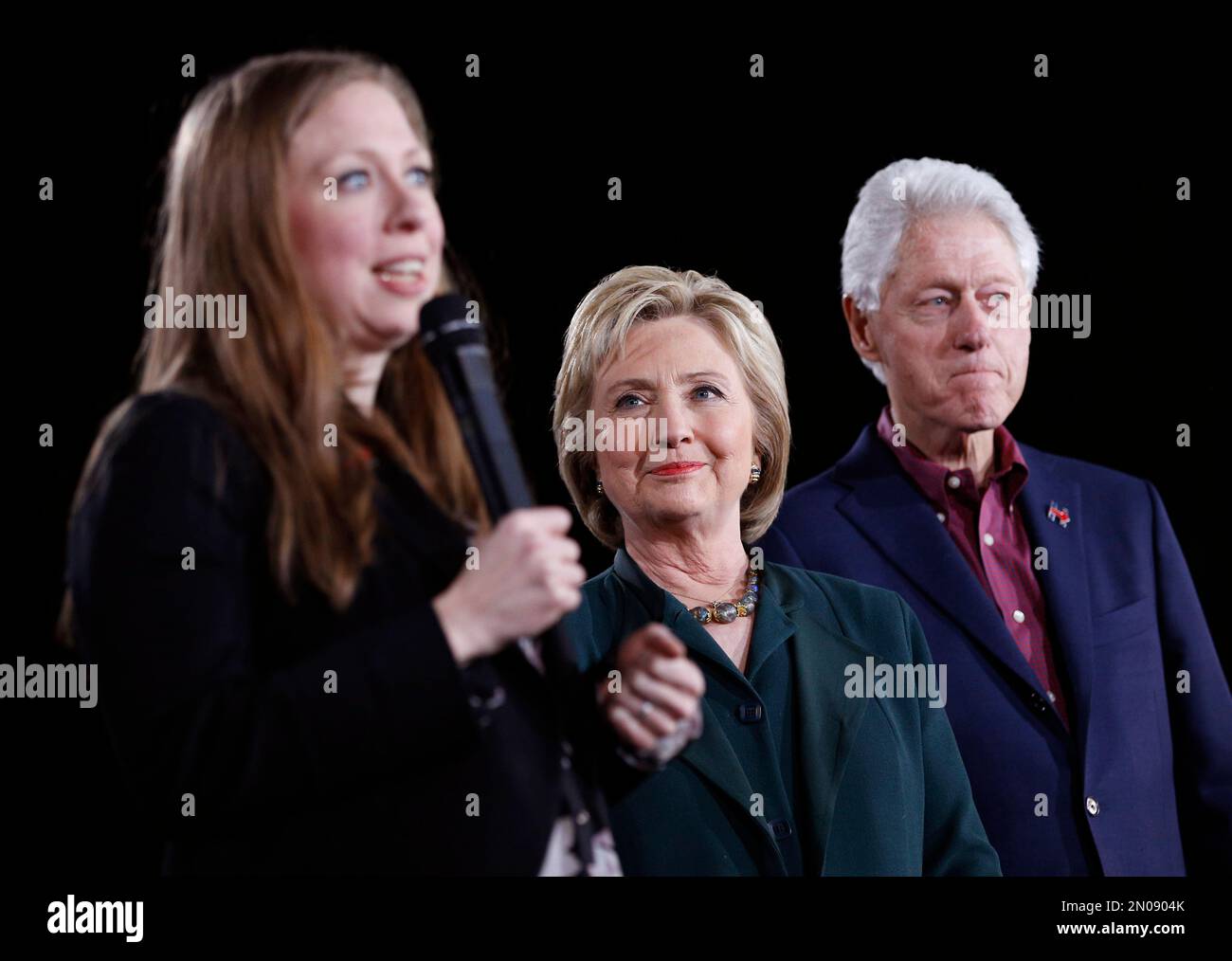 Chelsea Clinton, left, speaks while Democratic presidential candidate ...