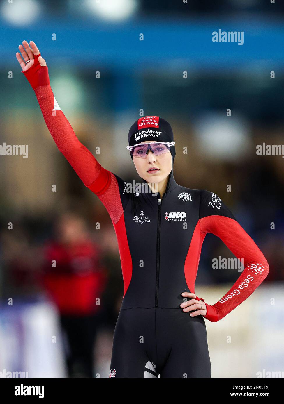 HERENVEEN - Robin Groot in action on the 5000 meters women during the ...