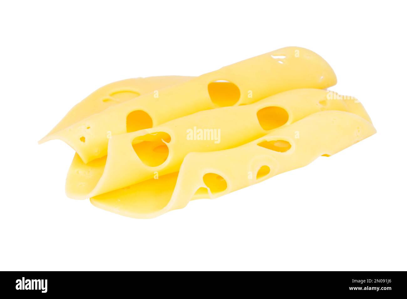 Yellow cheese slices isolated on a white background Stock Photo - Alamy