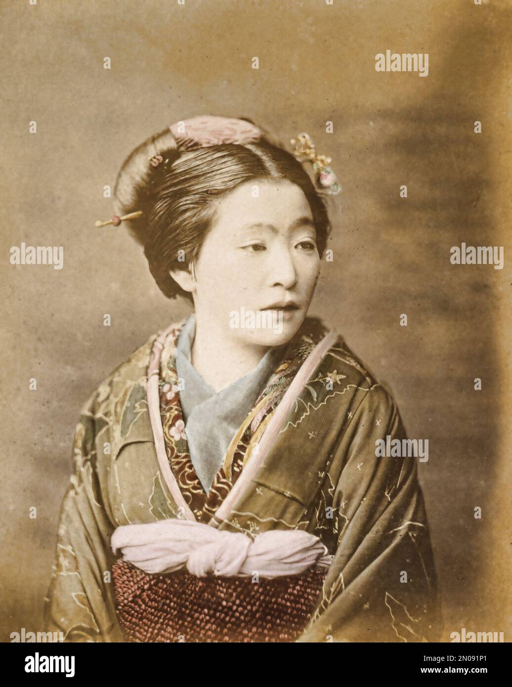 Half-length portrait of a Japanese woman, published in Views & Costumes ...