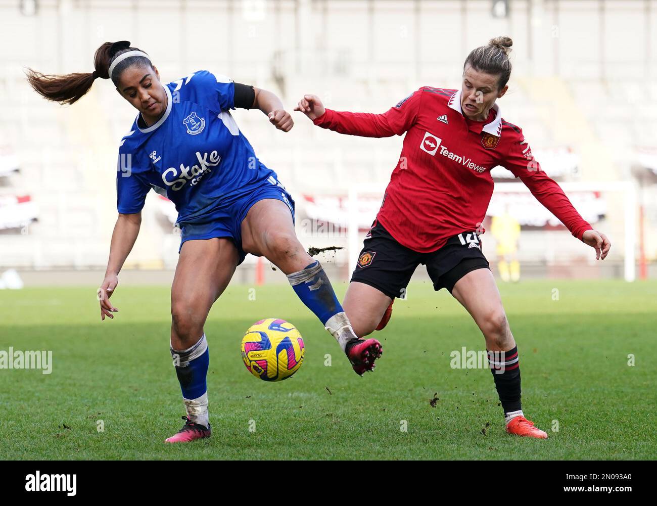Everton's Gabrielle George (left) and Manchester United's Hayley Ladd ...