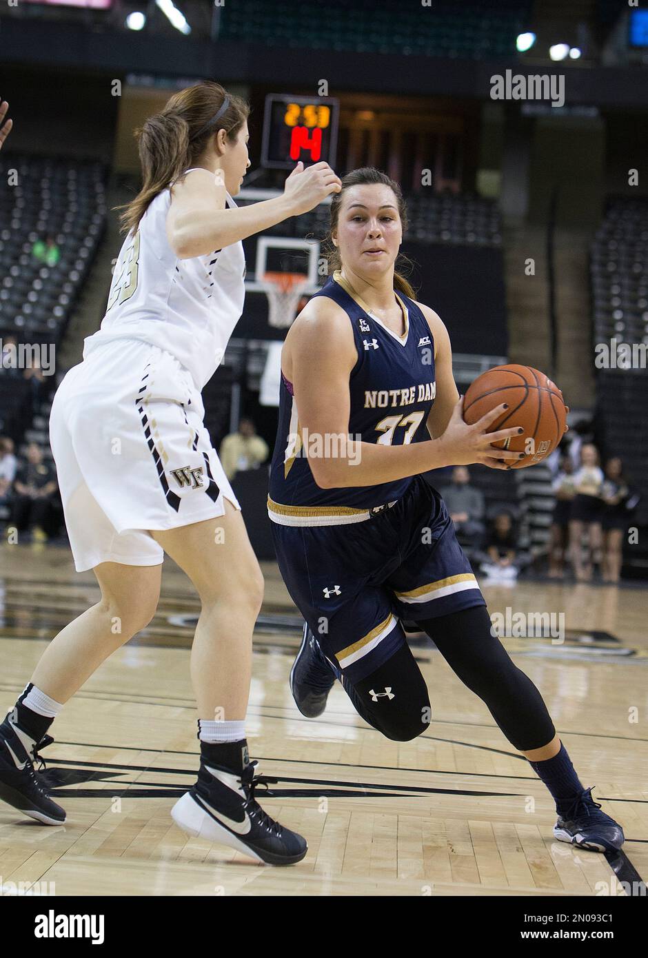 Notre Dame forward Kathryn Westbeld (33) drives around Wake Forest ...