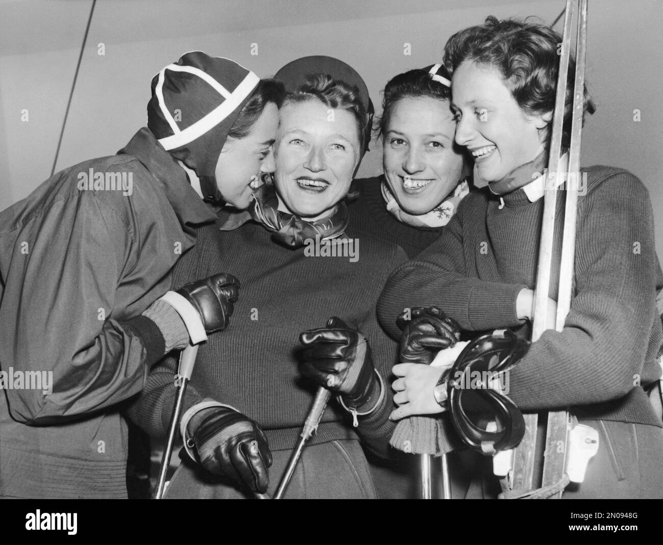 Annemarie Buchner-Fischer of Germany, second left, won the bronze medal ...