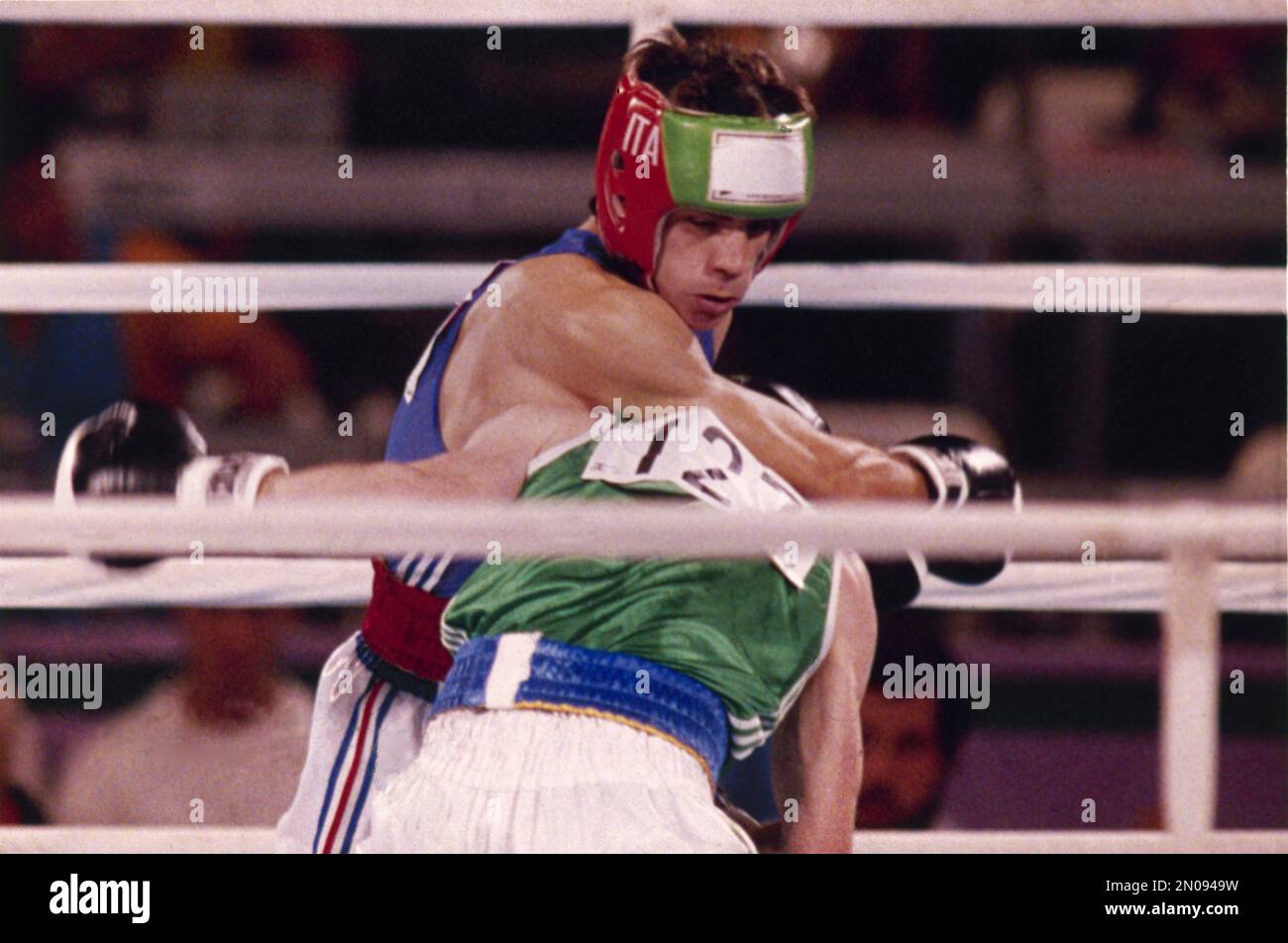 Italian boxer Savatore Todisco throws a punch at Irish boxer Gerrard ...